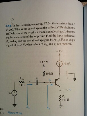 Solved In the circuit shown in Fig. P7.54, the transistor | Chegg.com