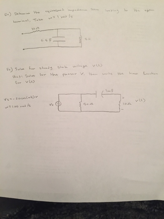 Solved Determine the equivalent impedance terminal, Take w = | Chegg.com