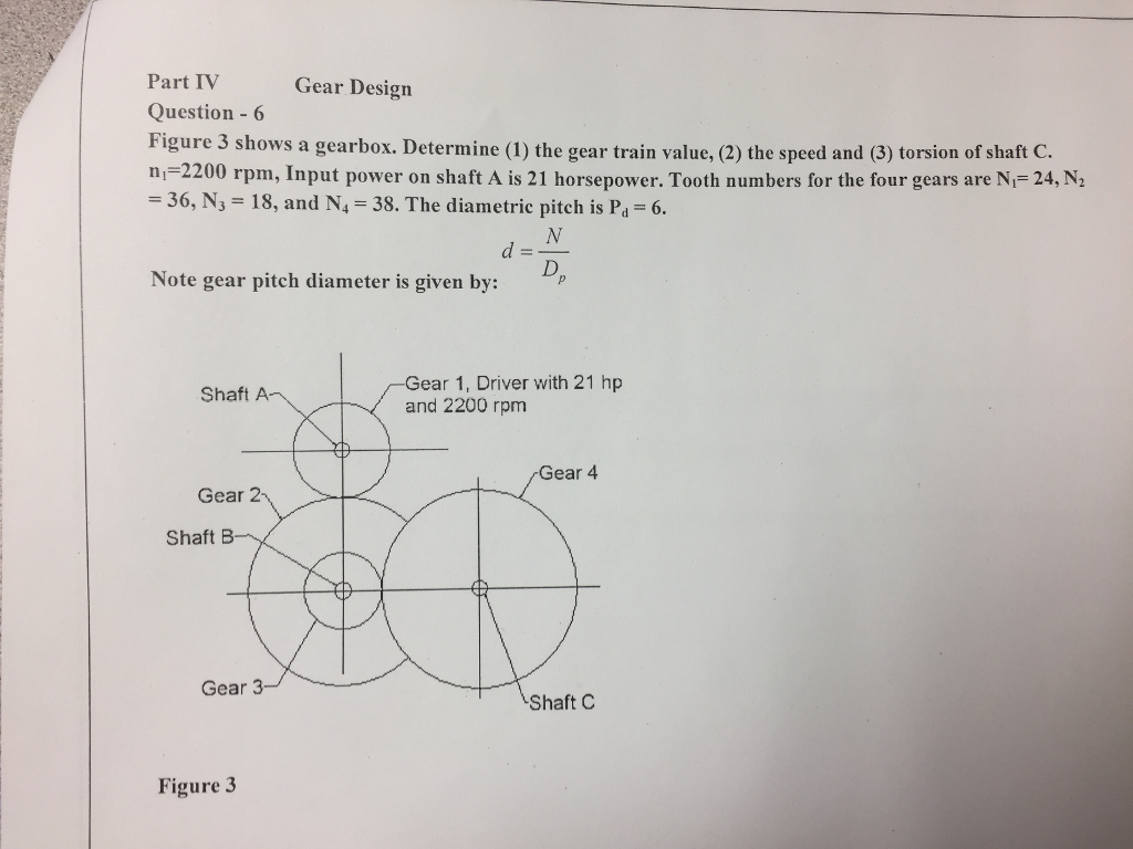 Solved Gear Design Figure 3 shows a gearbox. Determine (1) | Chegg.com