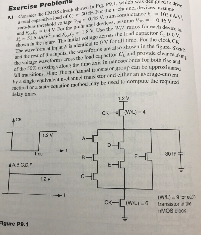 Solved Exercise Problems 9.1 Consider the CMOS circuit shown | Chegg.com