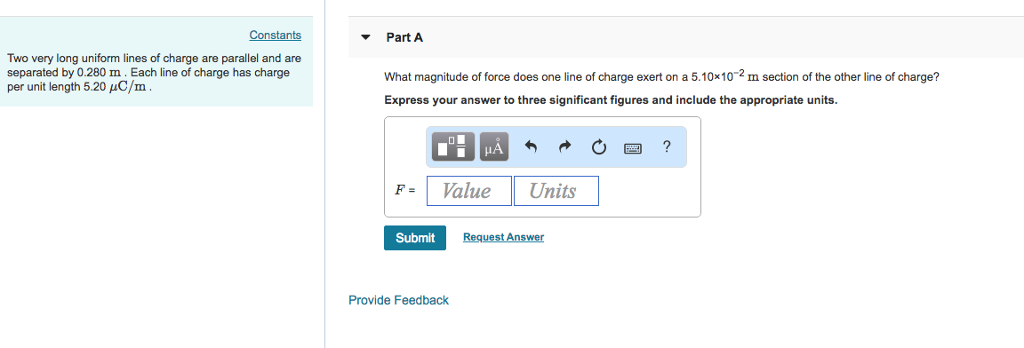 Solved Constants Part A Two very long uniform lines of | Chegg.com Solved Constants Part A Two very long uniform lines of | Chegg.com