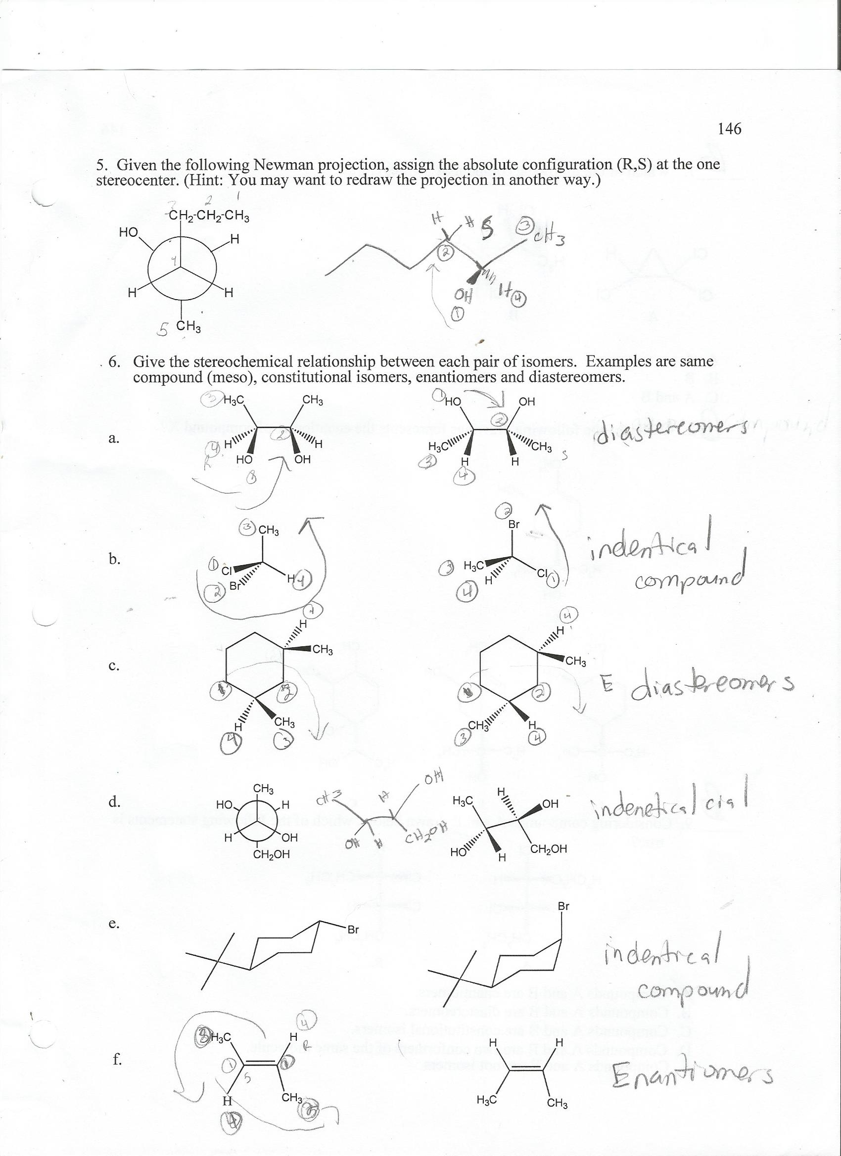 Solved Given the following Newman projection, assign the | Chegg.com