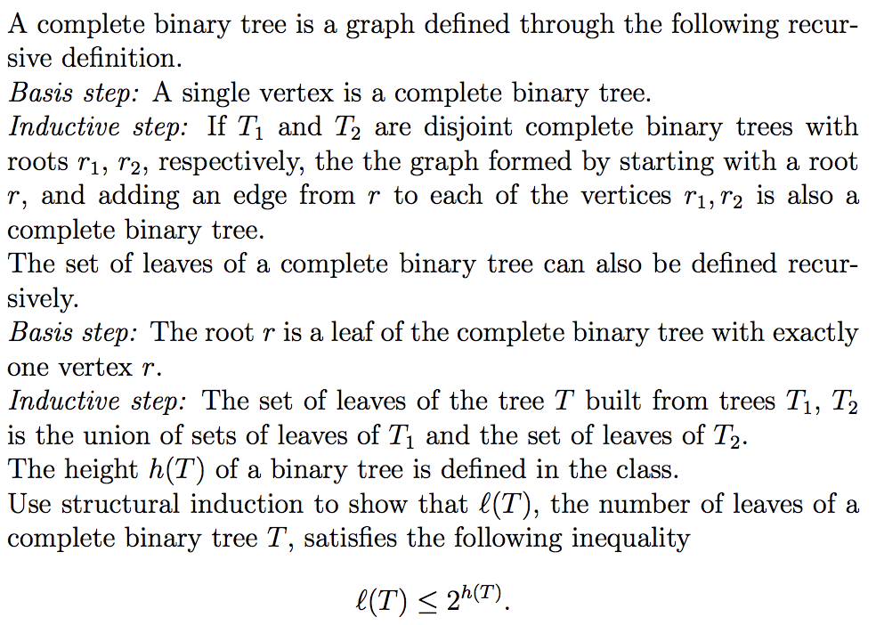 Solved A complete binary tree is a graph defined through the | Chegg.com