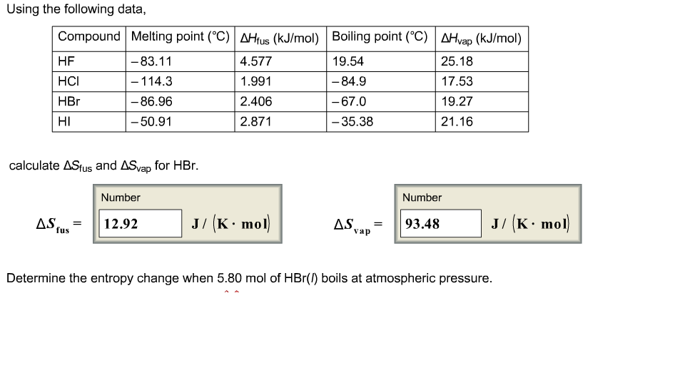 Using the following data, calculate Delta SfUS and | Chegg.com