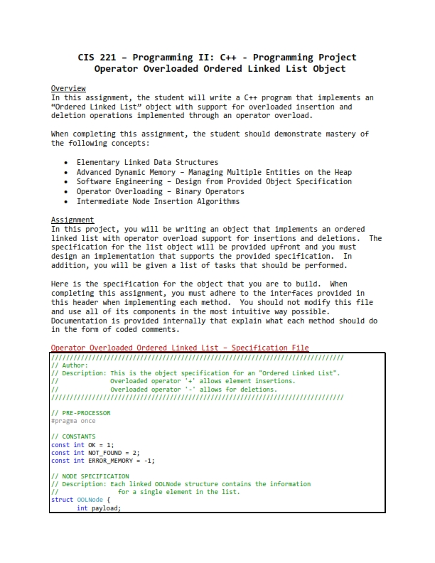 Solved In this project, you will be writing an object | Chegg.com