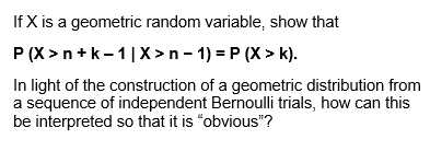 Solved If X is a geometric random variable, show that | Chegg.com