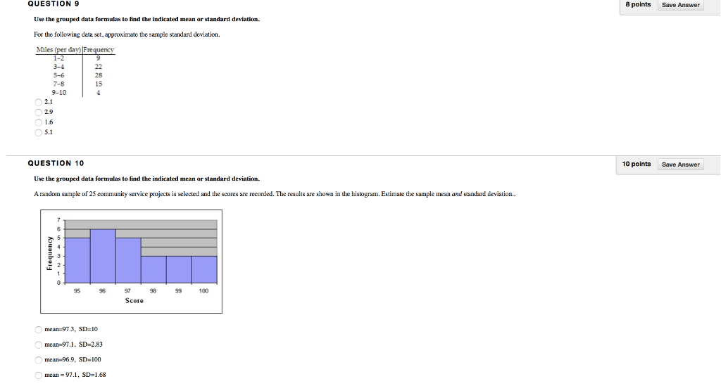 Solved Use the grouped data formulas to find the indicated | Chegg.com