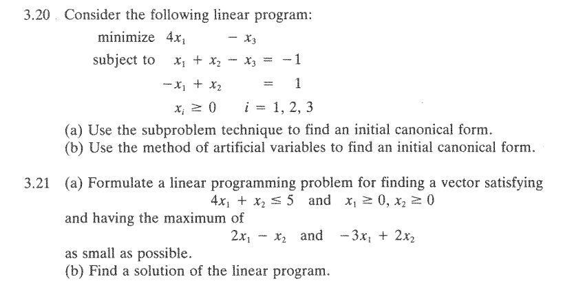 Linear Programming#N#Solve only part (b) for 3.20. | Chegg.com