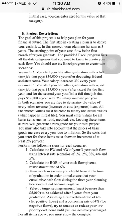 The goal of this project is to help you plan for your | Chegg.com