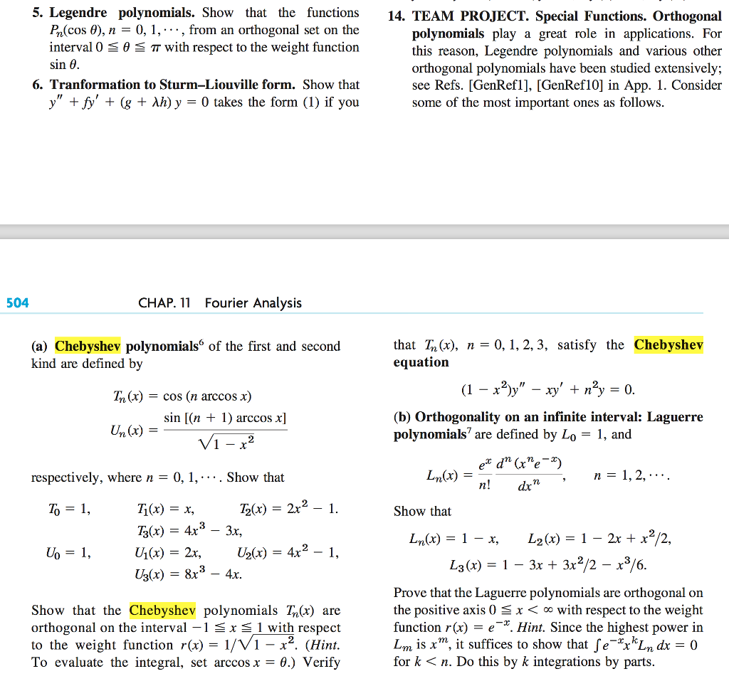Solved 5. Legendre polynomials. Show that the functions 14. | Chegg.com