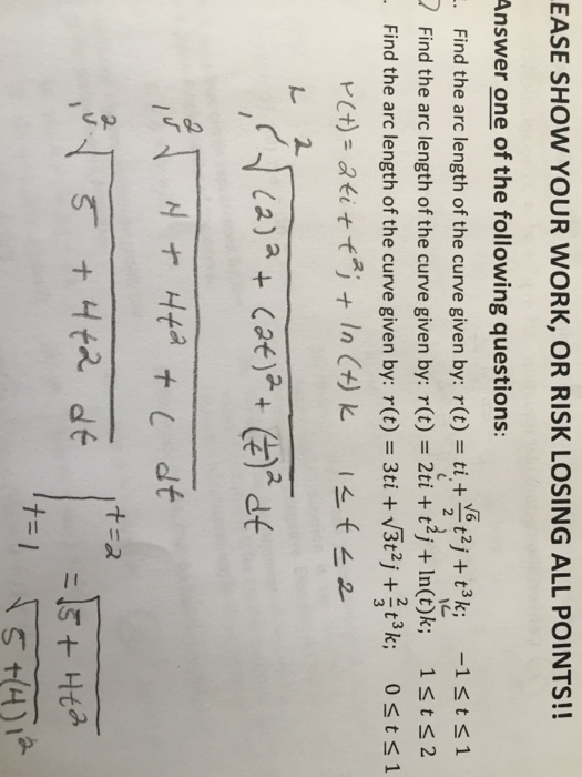 Solved Find the arc length of the curve given by: r(t) = ti | Chegg.com