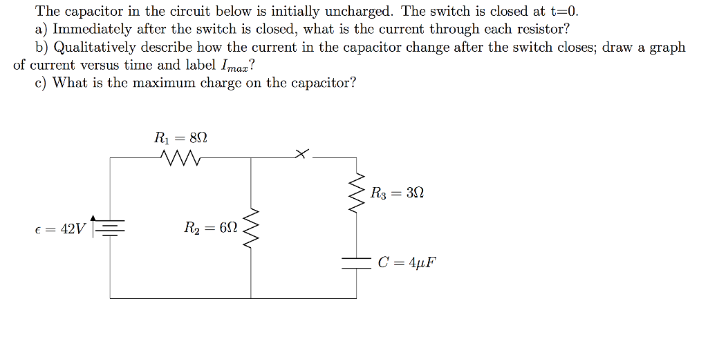 Solved The capacitor in the circuit below is initially | Chegg.com