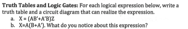 Solved Truth Tables and Logic Gates: For each logical | Chegg.com