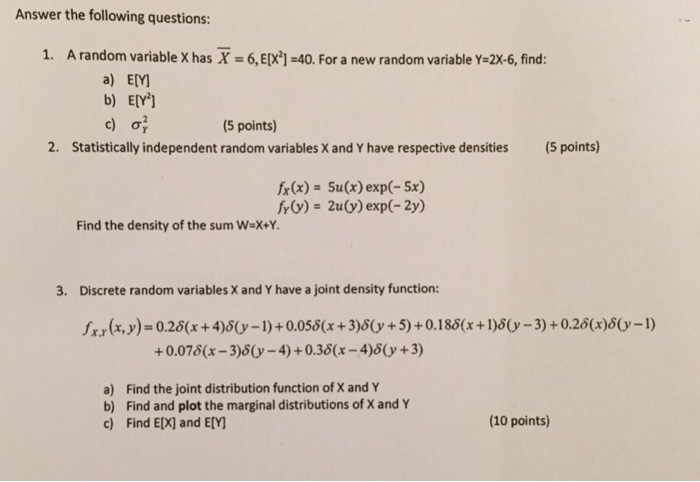 Solved Answer the following questions: A random variable X | Chegg.com