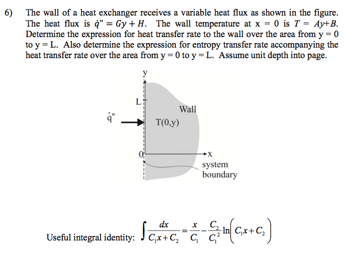 Solved The wall of a heat exchanger receives a variable heat | Chegg.com