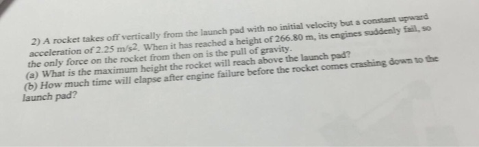 Solved A rocket takes off vertically from the launch pad | Chegg.com