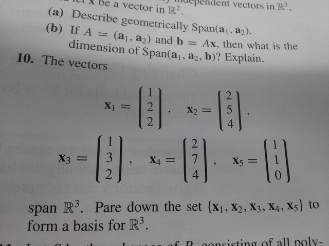The vectors x1 = , X2 = X3 = , x4 = , X5 = span | Chegg.com
