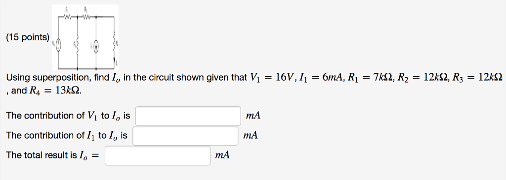 Solved (15 points) Using superposition, find lo in the | Chegg.com