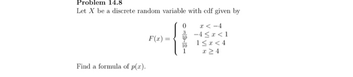 Solved Let X Be A Discrete Random Variable With Cdf Given By 3989