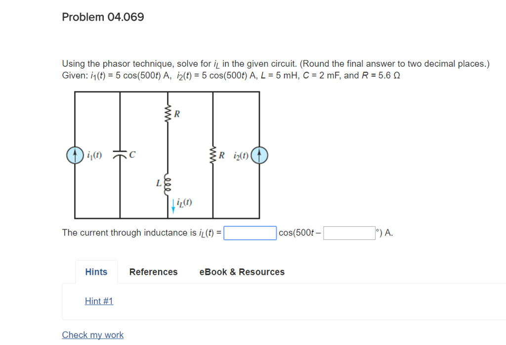 Solved Using the phasor technique, solve for i_L in the | Chegg.com
