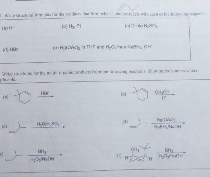 Solved Write structural formulas for the products that form | Chegg.com