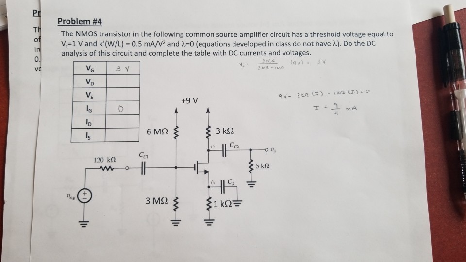 Solved Problem #4 The NMOS transistor in the following | Chegg.com