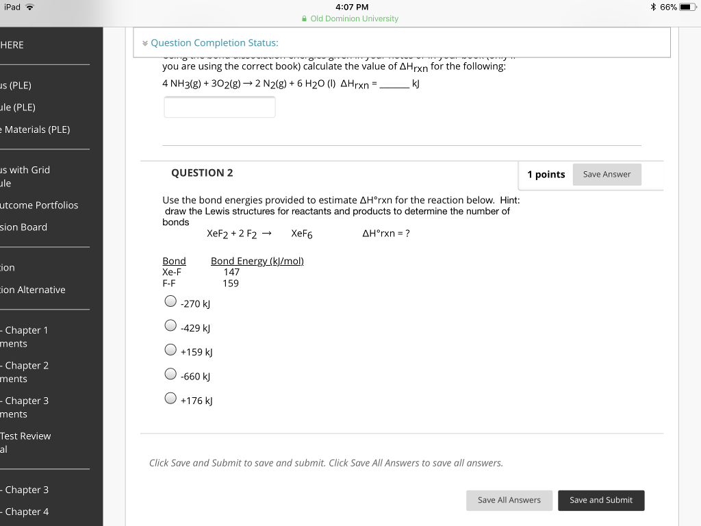 Solved iPad 4:07 PM * 66%- Old Dominion University HERE | Chegg.com