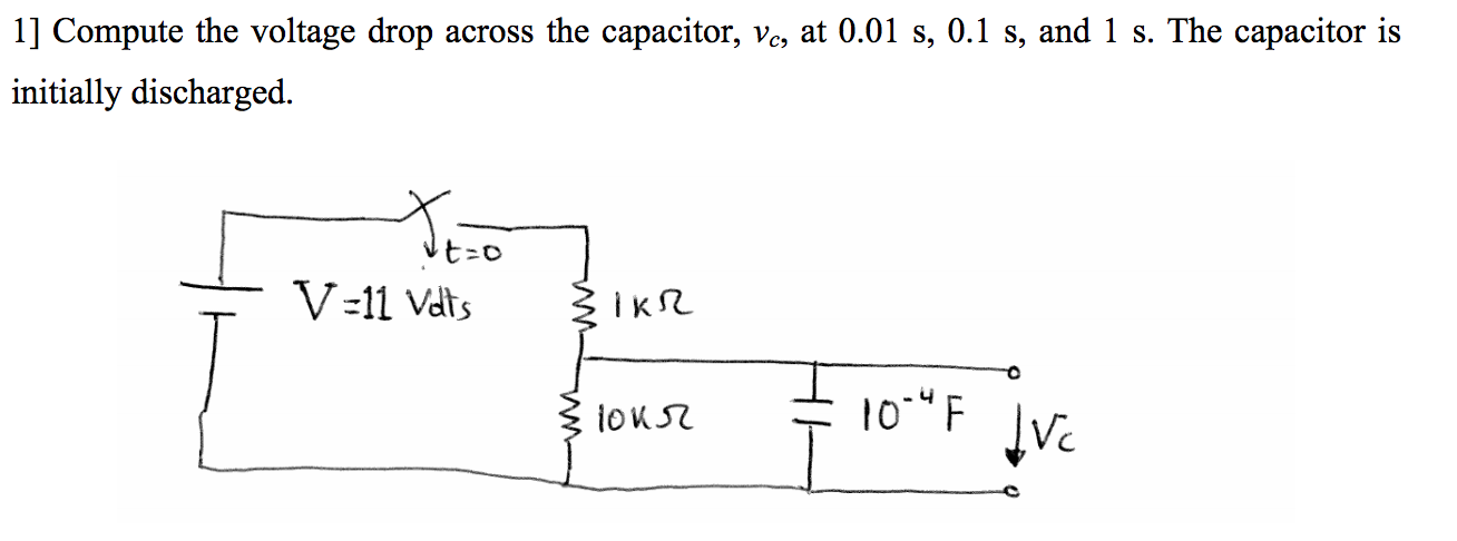 Solved Compute the voltage drop across the capacitor, V_C, | Chegg.com