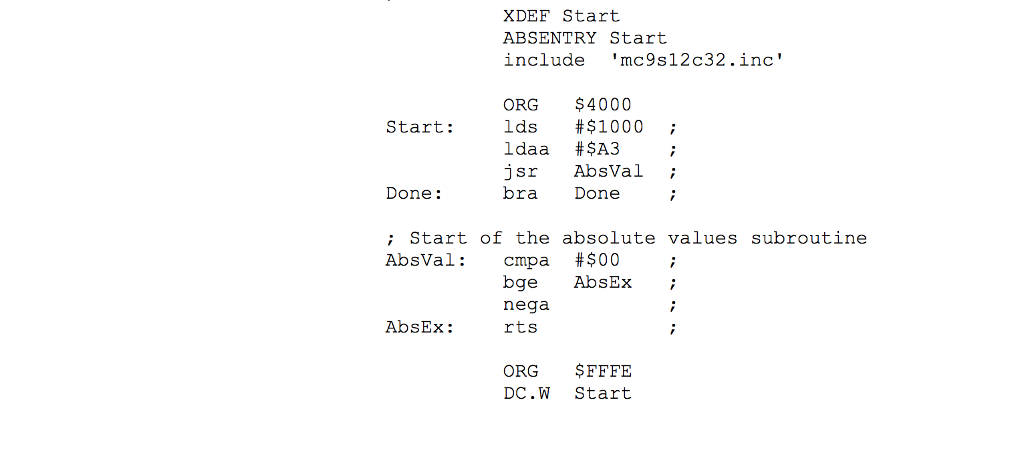 Consider the program Abs Val that uses a subroutine. | Chegg.com