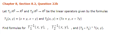 Solved Chapter 8, Section 8.2, Question 22b Let T1:R2 ? R2 | Chegg.com