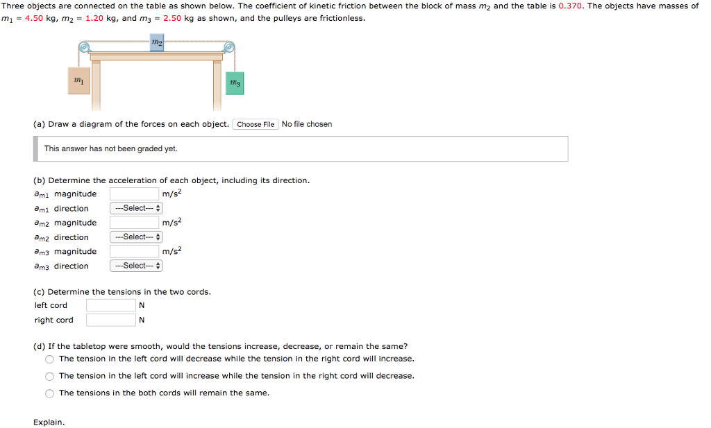 Solved Three objects are connected on the table as shown | Chegg.com