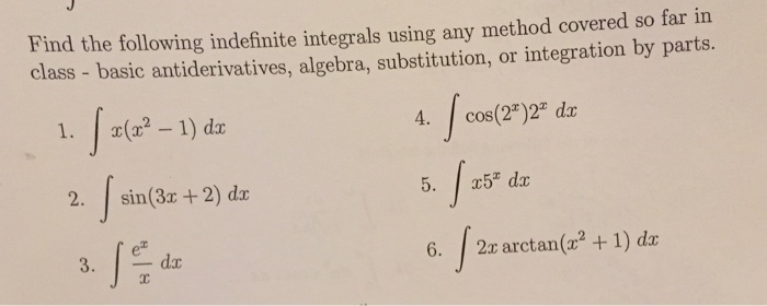 Solved Find the following indefinite integrals using any | Chegg.com