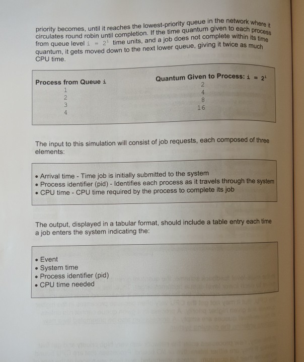 omputer Lab: Multi-Level Feedback Queue Simulation a | Chegg.com