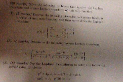 Solved Solve the following problems that involve the Laplace | Chegg.com