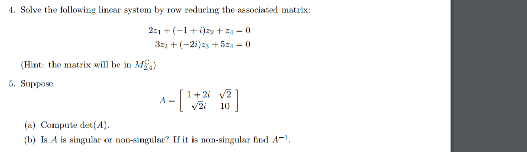 Solved 4. Solve the following linear system by row reducing | Chegg.com
