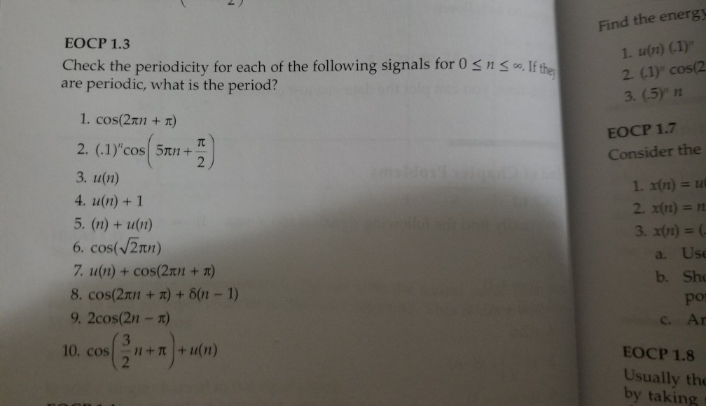 Solved Find the energy EOCP 1.3 Check the periodicity for | Chegg.com