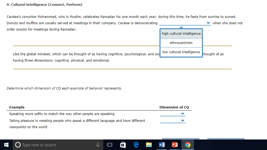 Solved 9. Cultural intelligence (Connect, Perform) Caralee's | Chegg.com