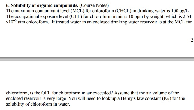 Solved 6. Solubility of organic compounds. (Course Notes) | Chegg.com