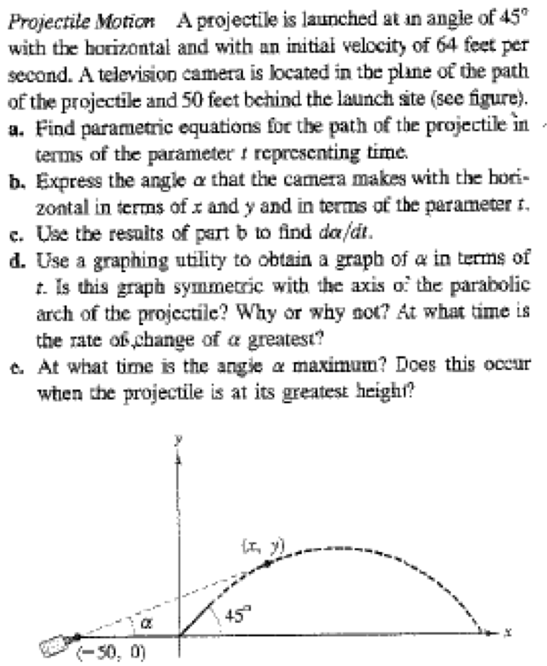 Projectile Motion A projectile is launched at in | Chegg.com