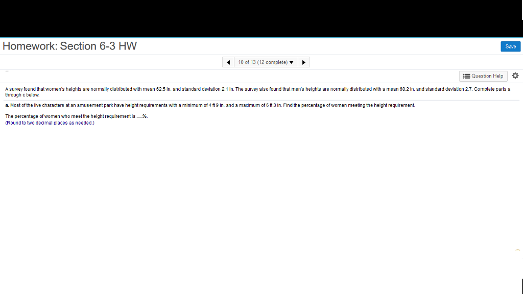 Solved Save Homework Section 6 3 Hw 0 Of 13 12 Complete E