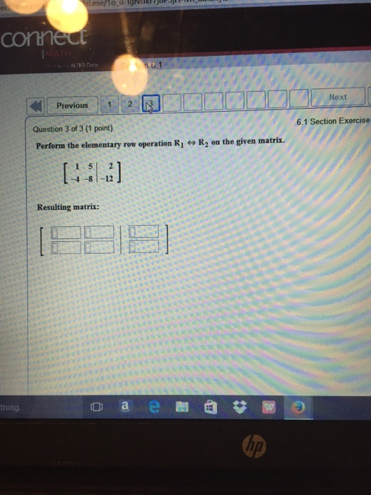 Solved Perform the elementary row operation R_1 R_2 on the | Chegg.com