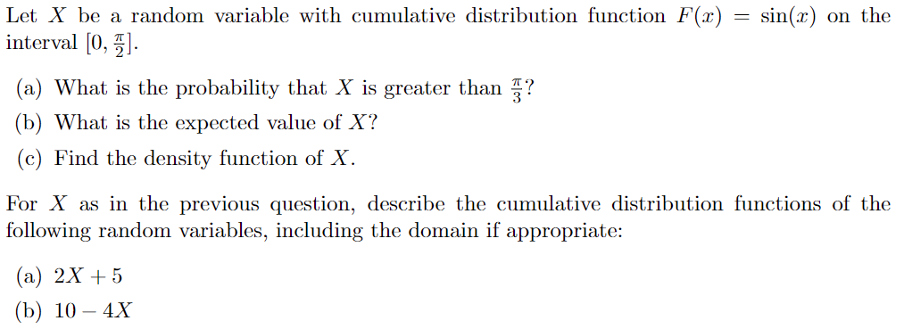 Solved Let X be a random variable with cumulative | Chegg.com