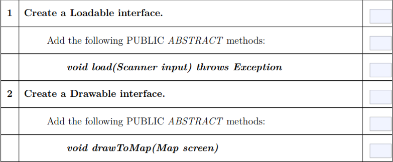 Solved 1Create a Loadable interface. Add the following | Chegg.com