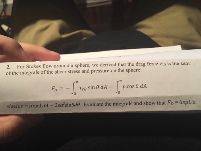 Solved For Stokes flow around a sphere, we derived that the | Chegg.com