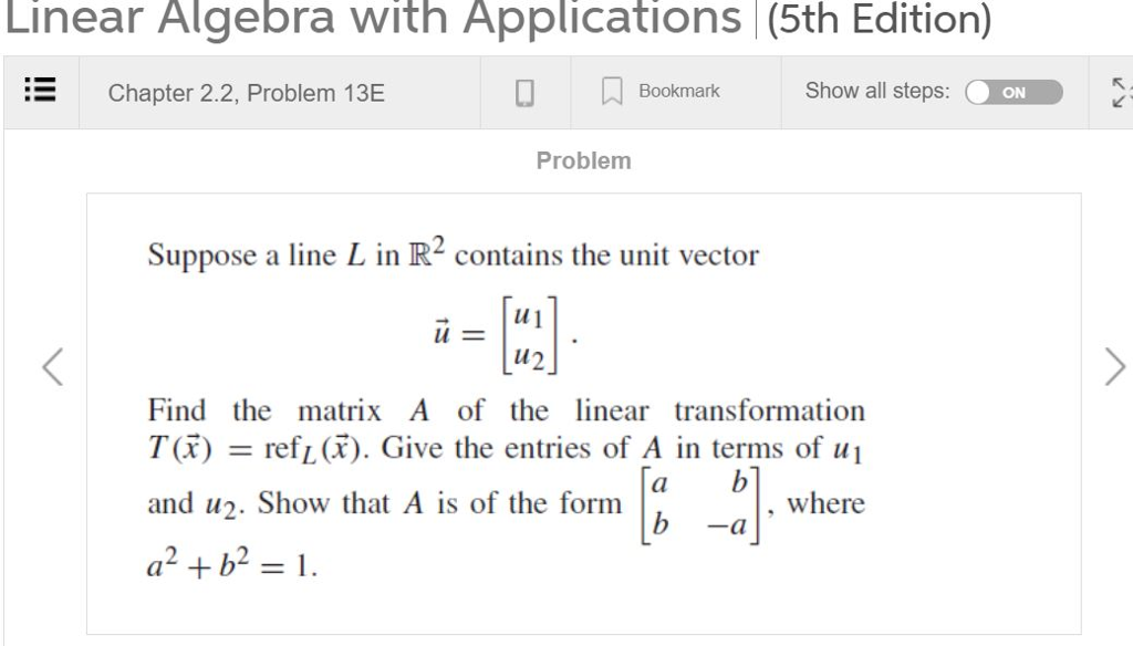 Solved Linear Algebra with Applications (5th Edition) | Chegg.com