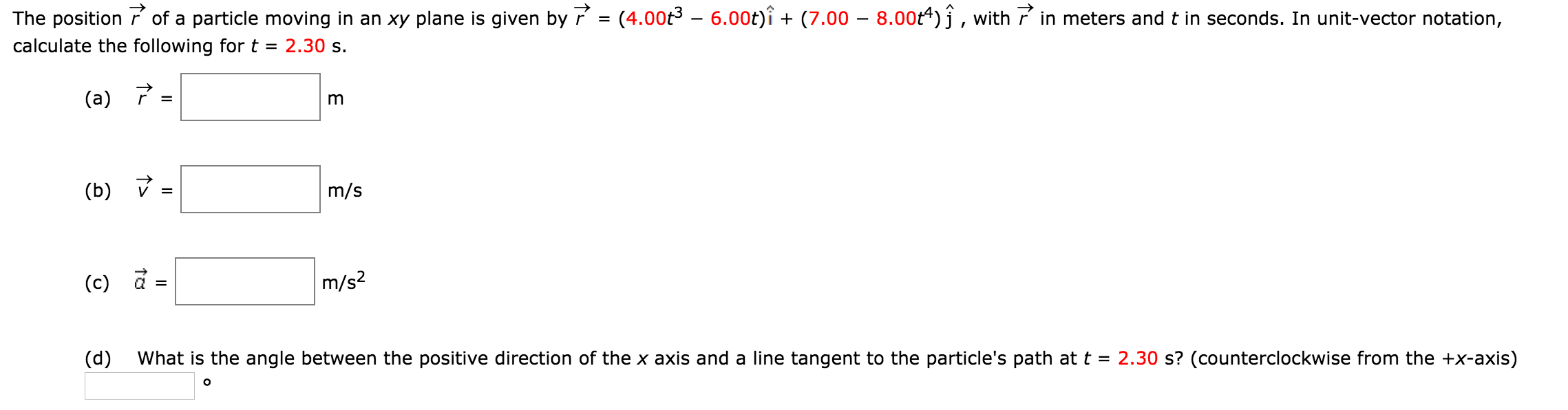 Solved The position vector r of a particle moving in an xy | Chegg.com