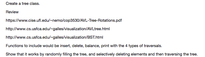 Solved Create a tree class. Review | Chegg.com