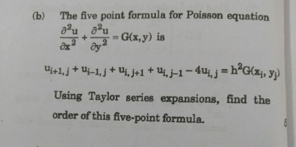 Solved The five point formula for Poisson equation partial | Chegg.com