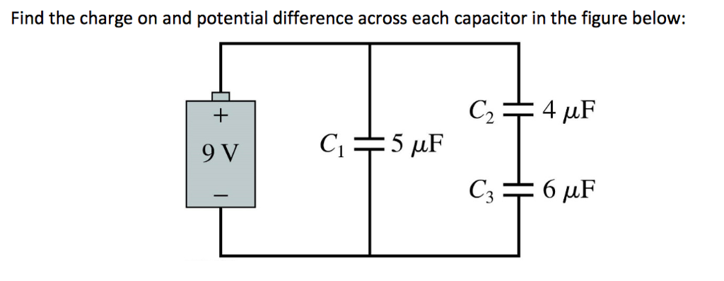Solved Find the charge on and potential difference across | Chegg.com
