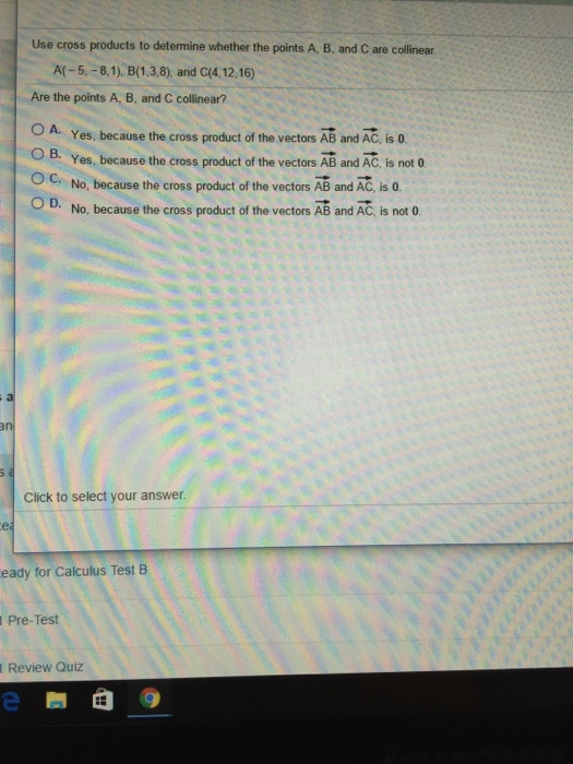 Solved Use cross products to determine whether the points A, | Chegg.com